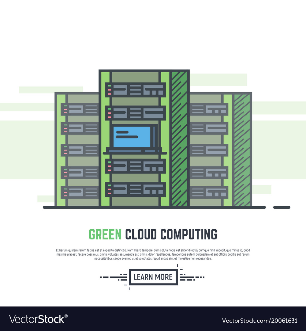 Green cloud servers Royalty Free Vector Image - VectorStock