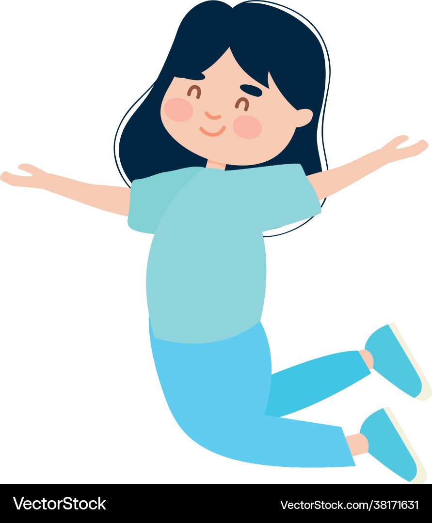 Happy girl jumping Royalty Free Vector Image - VectorStock