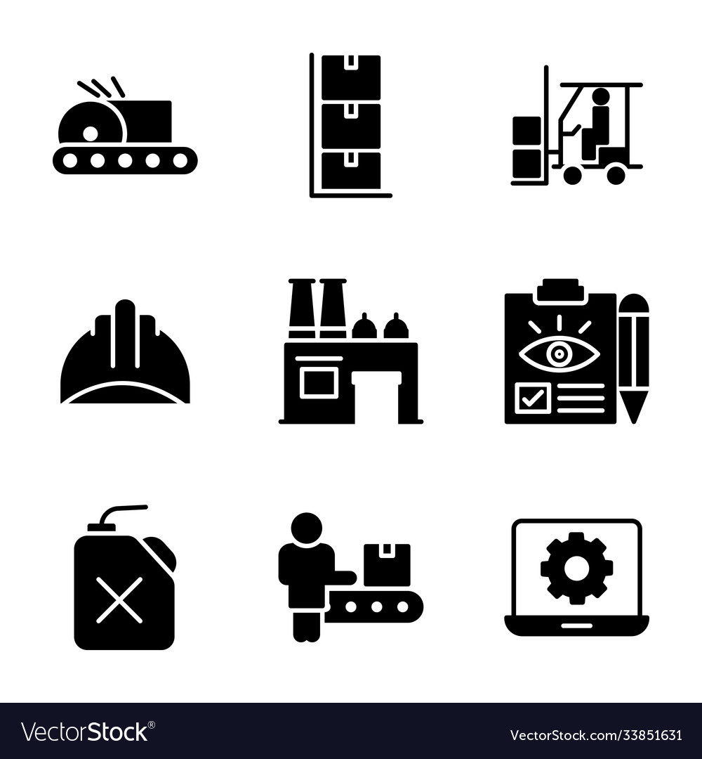 Industry solid icons Royalty Free Vector Image