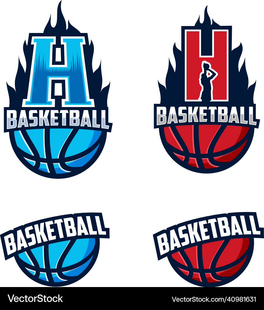 Letter h basketball logo Royalty Free Vector Image