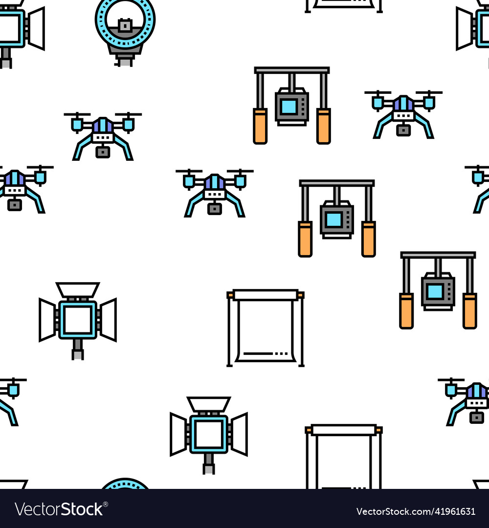 Photography device seamless pattern Royalty Free Vector