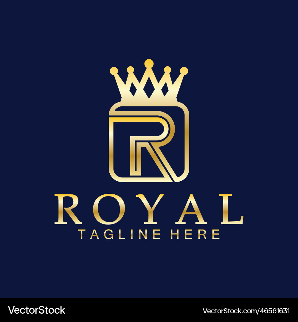R initial royal crown logo royal king queen Vector Image