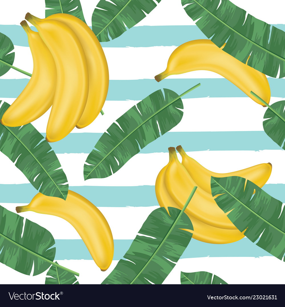 Seamless Pattern Bananas With Banana Leaves Vector Image seamless-pattern-bananas-with-banana-leaves-vector-image