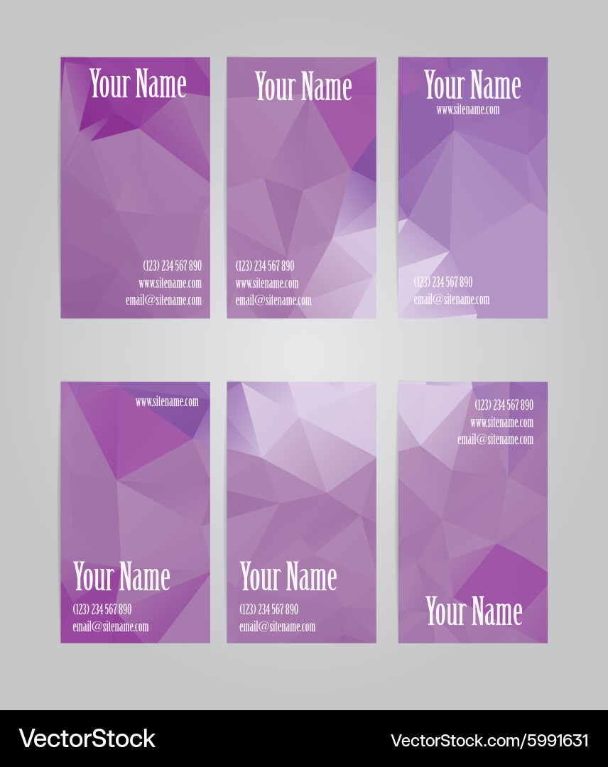 Set of six visit cards Royalty Free Vector Image