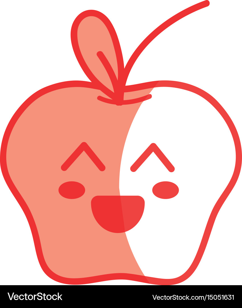 Silhouette kawaii cute happy apple fruit Vector Image