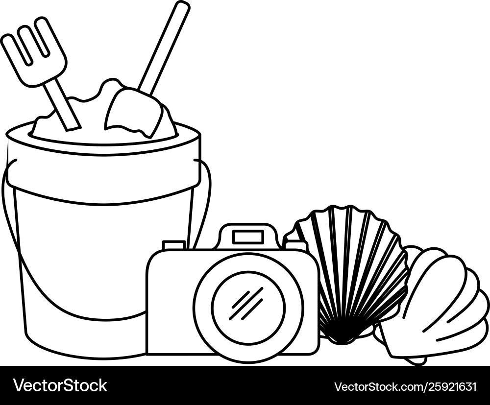 Silhouette sand bucket with tools to play Vector Image