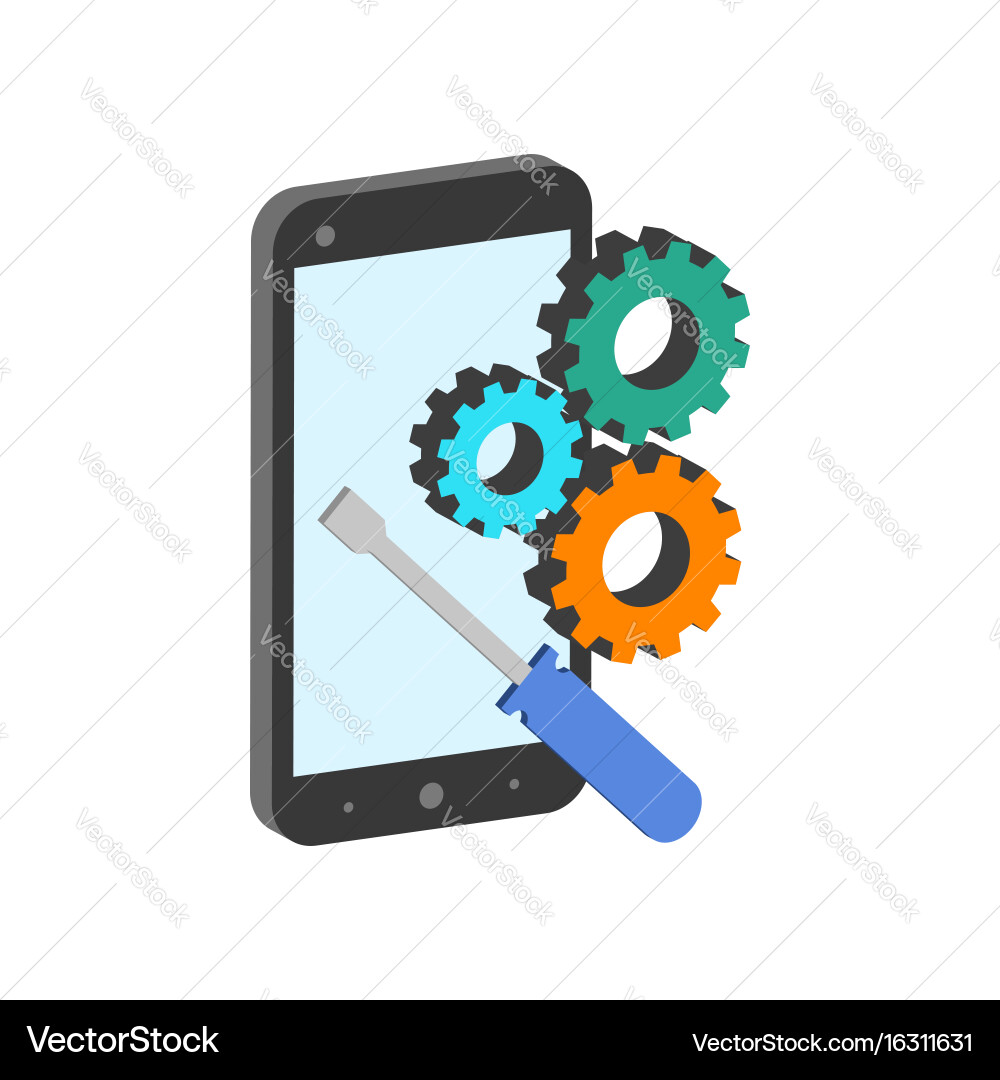 Smartphone repair symbol flat isometric icon Vector Image