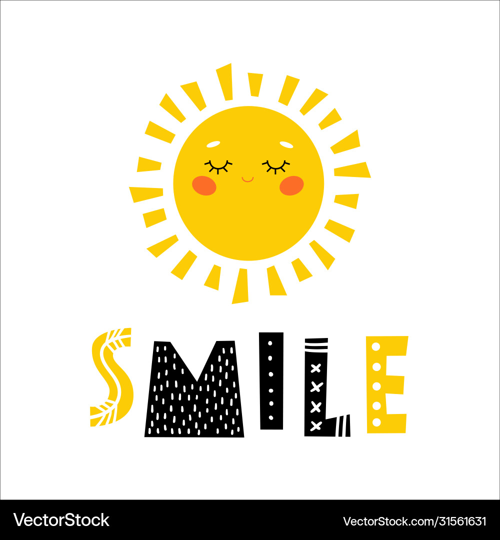 Smile - hand drawn typography poster with funny Vector Image