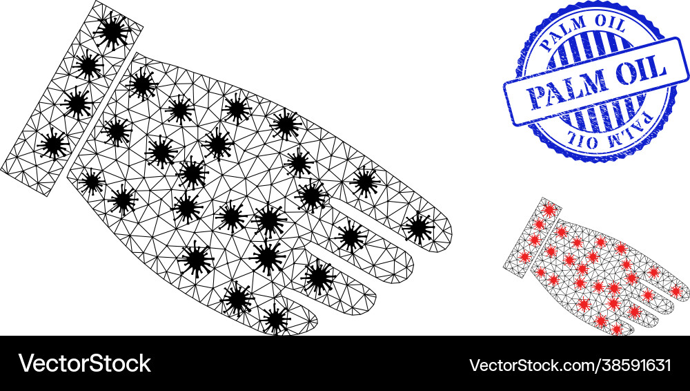 Triangulated mesh hand palm pictograms Royalty Free Vector