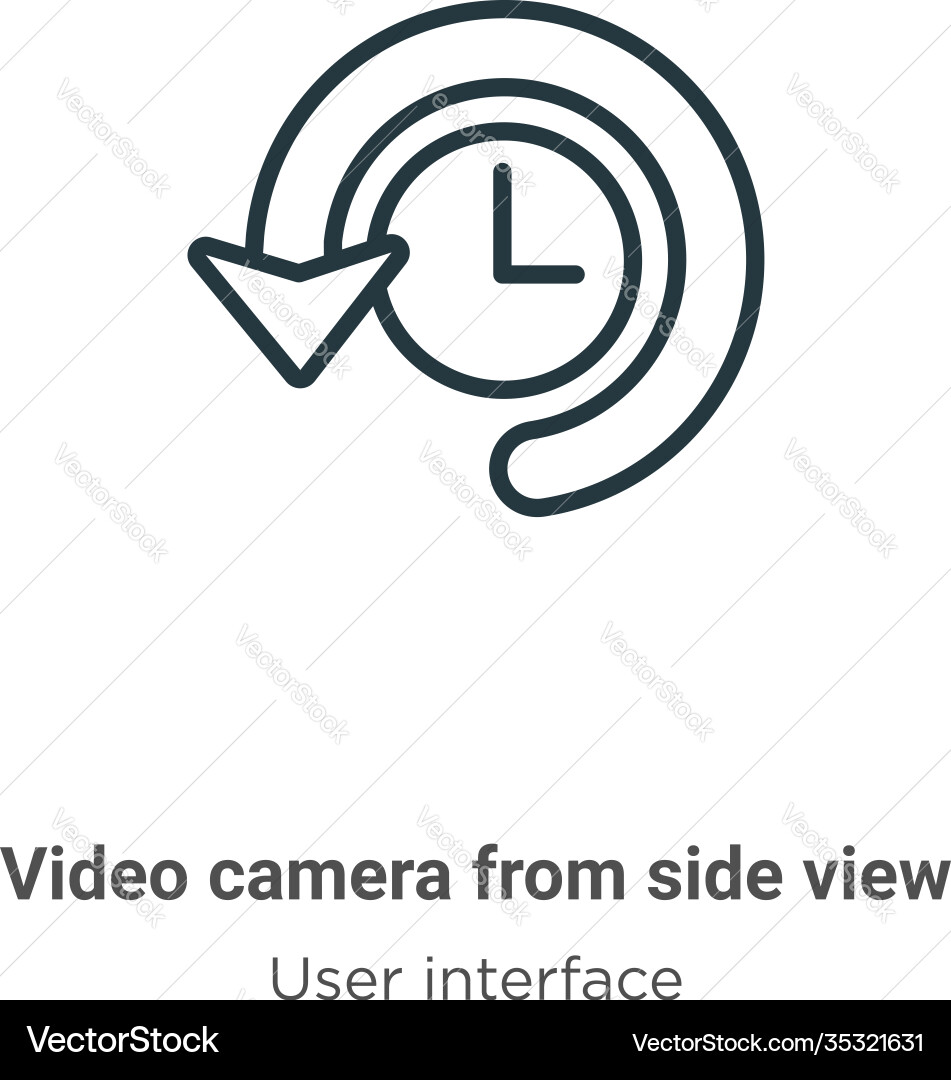 Video camera from side view outline icon thin Vector Image