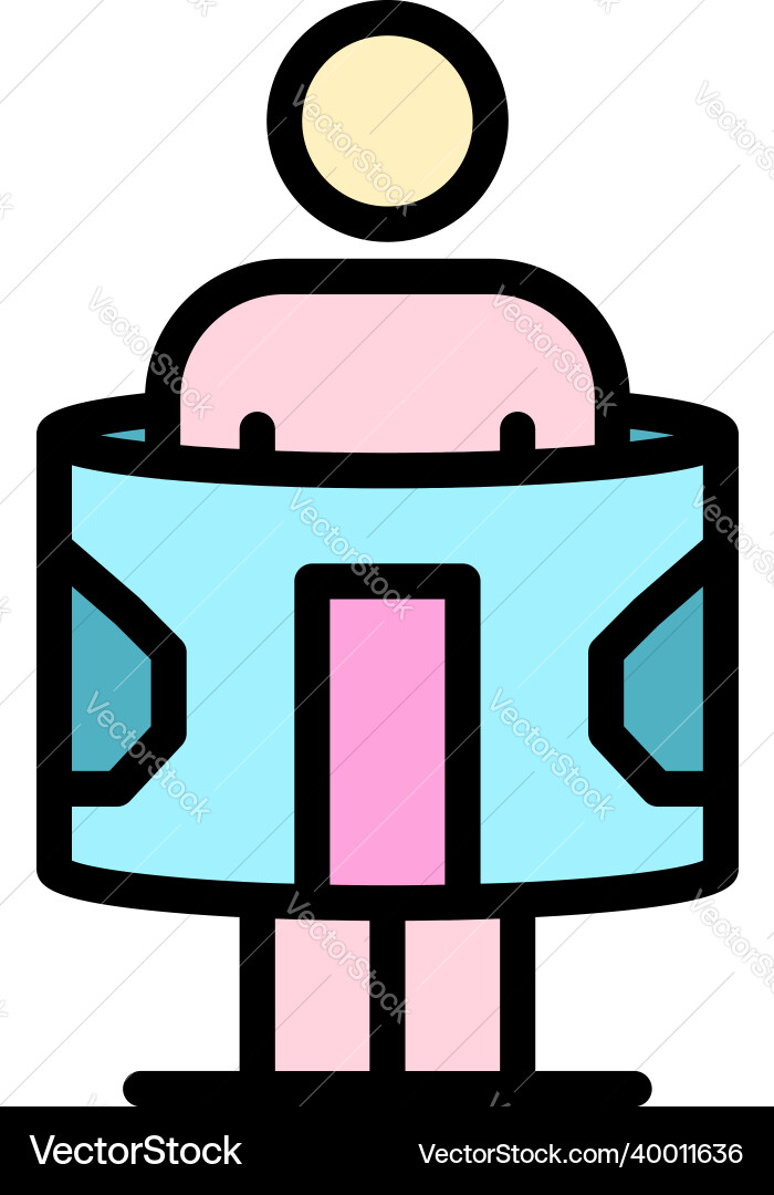 A man in circle scanner icon color outline Vector Image