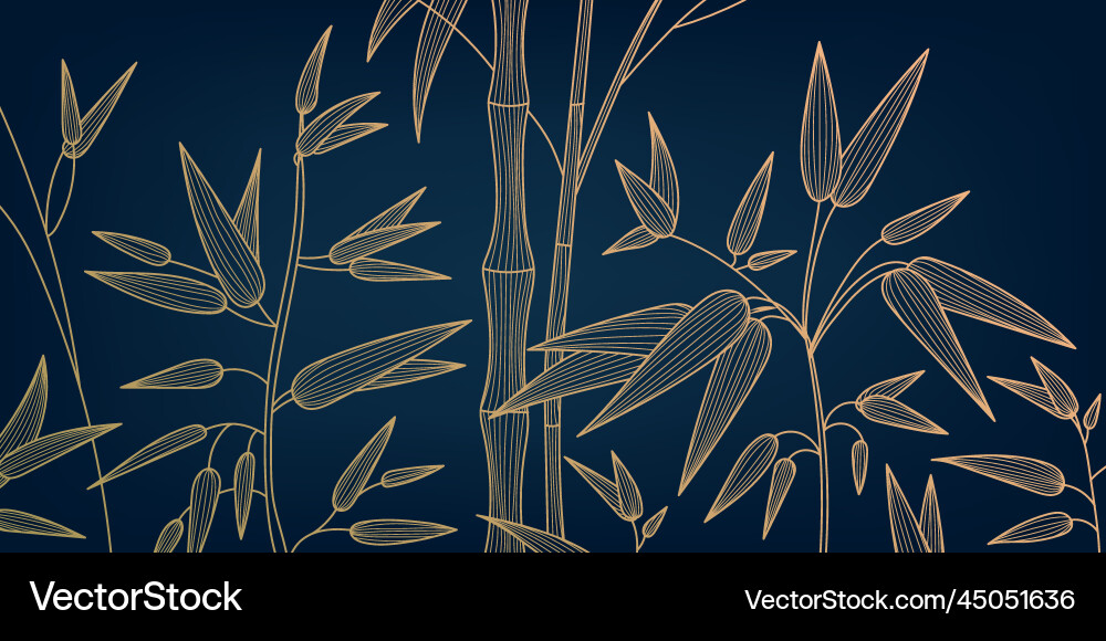 Bamboo golden leaves botanical modern art Vector Image
