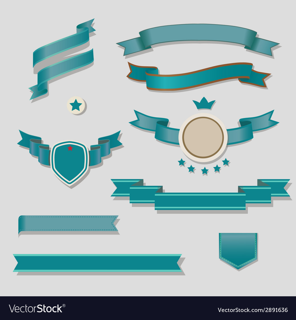 Blue ribbons set Royalty Free Vector Image - VectorStock