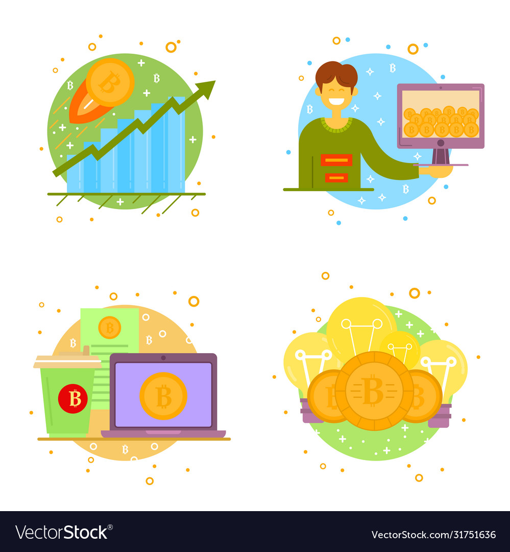 Cryptocurrency process and mining Royalty Free Vector Image