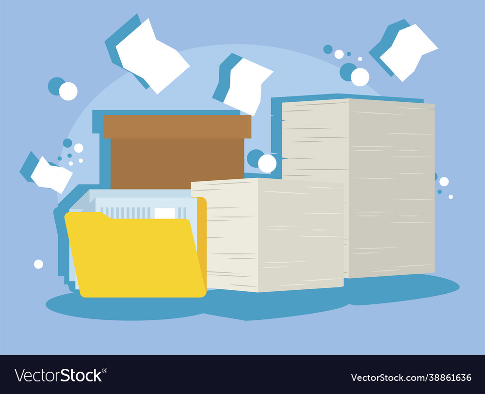 Folder and documents in box Royalty Free Vector Image