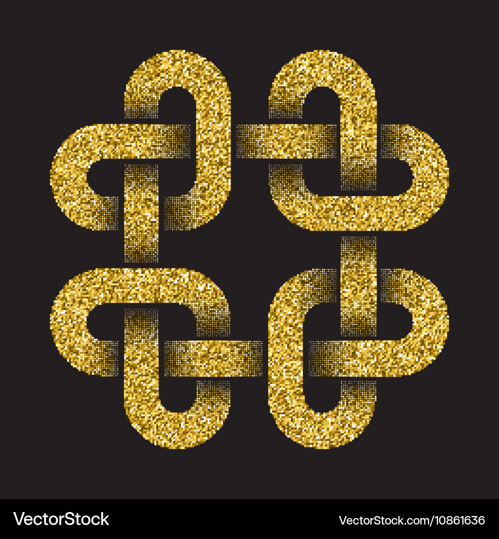 Golden glittering logo template in celtic knots Vector Image