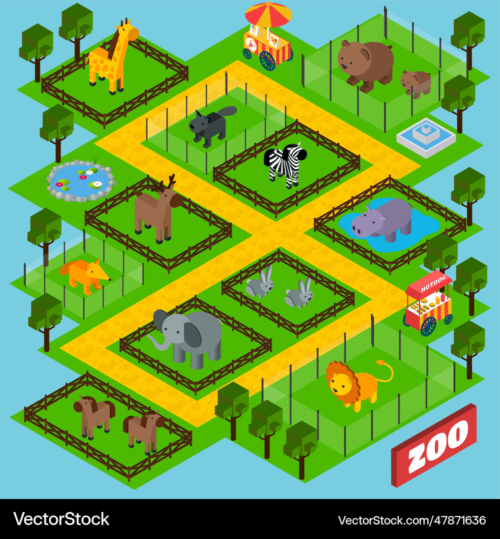 Isometric zoo park isometric zoo park Royalty Free Vector