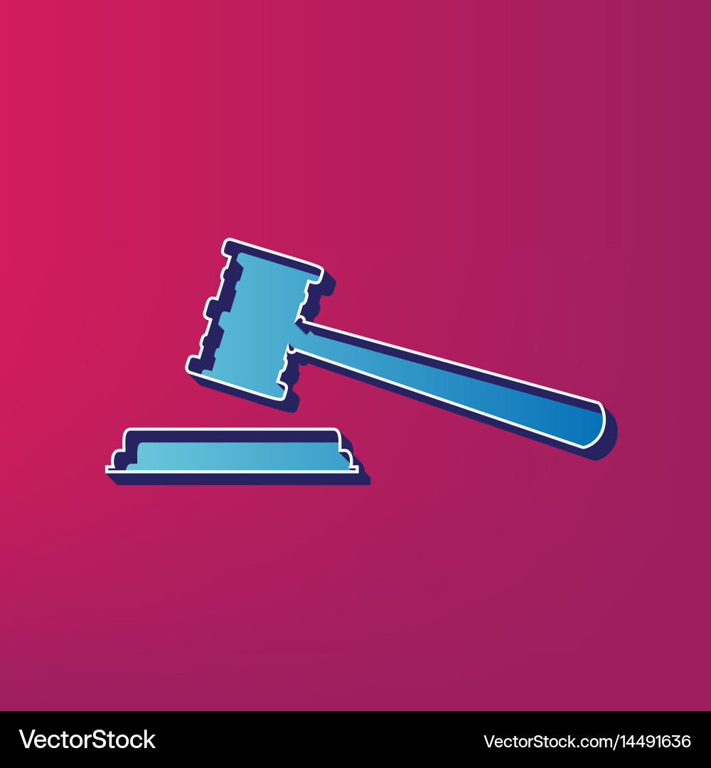 Justice hammer sign blue 3d printed icon Vector Image