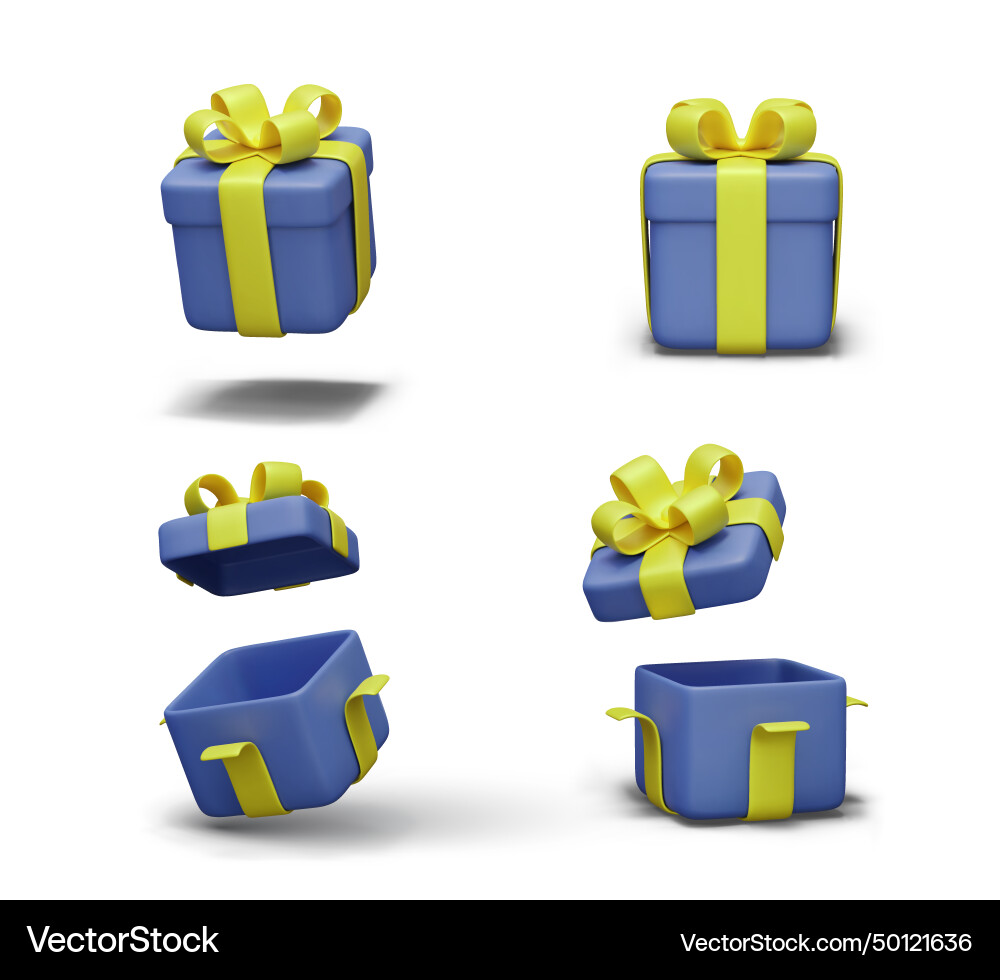 Realistic open and closed blue bag with yellow Vector Image
