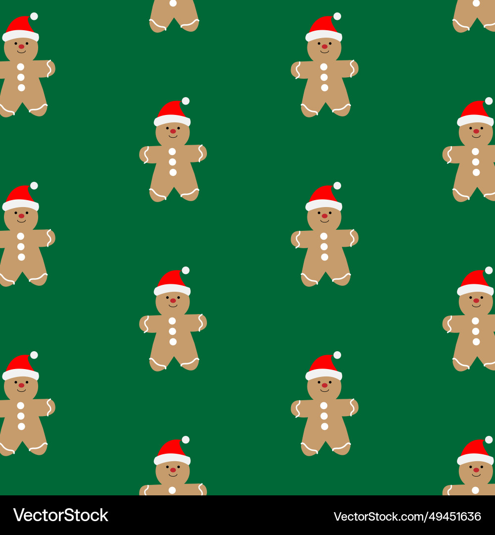 Seamless holiday gingerbread man pattern cute Vector Image