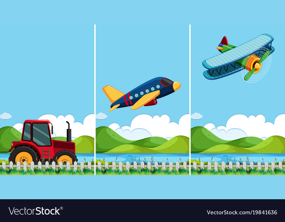 Three scenes with different types Royalty Free Vector Image