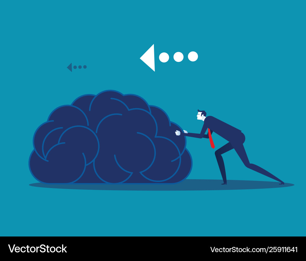 Businessman push brain concept business Royalty Free Vector