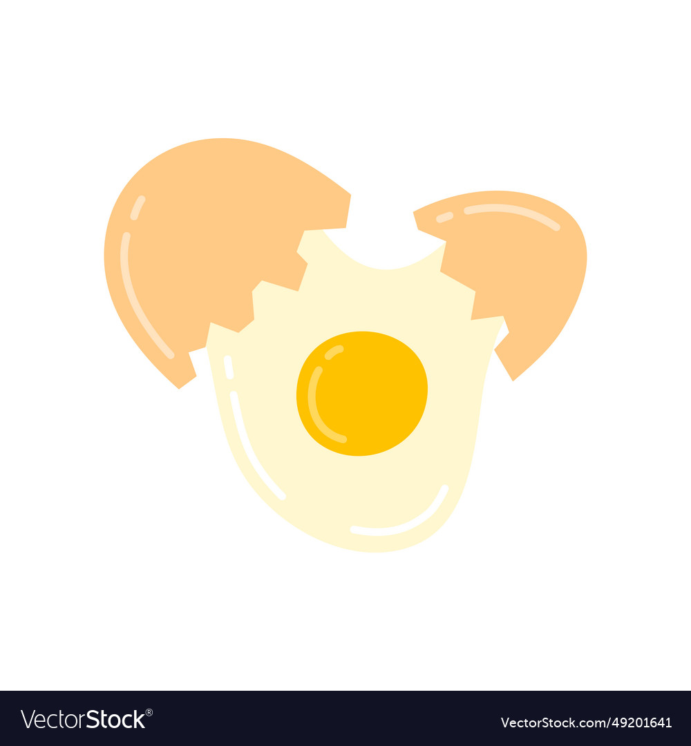 Cartoon color broken raw chicken egg with yolk Vector Image