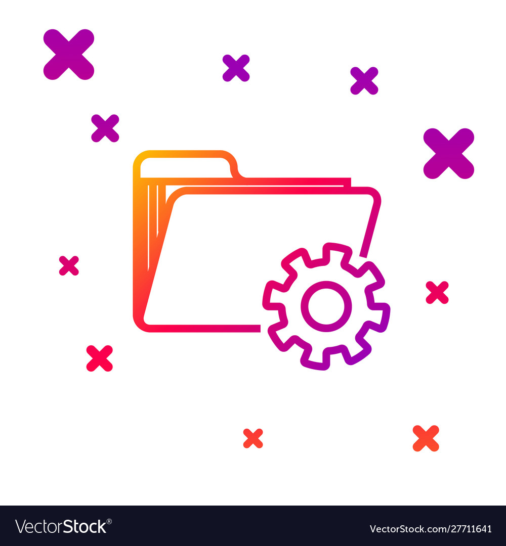 Color line folder settings with gears icon Vector Image
