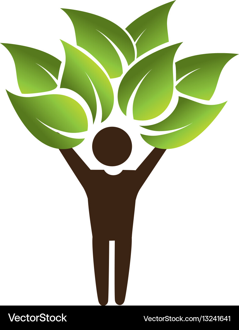 Human figure with leafs plant ecology symbol Vector Image