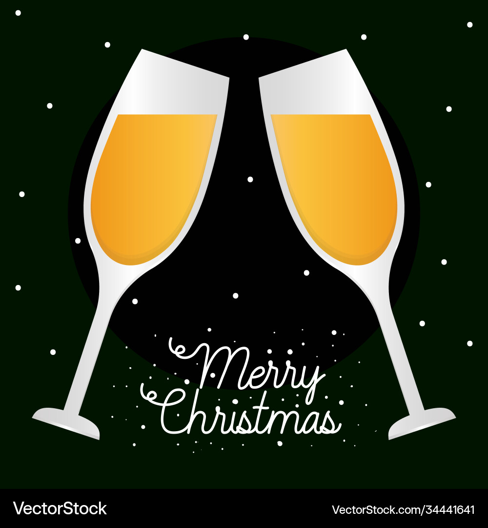 Merry christmas champagne cups design Royalty Free Vector