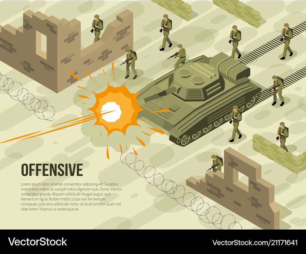 Military battle isometric Royalty Free Vector Image