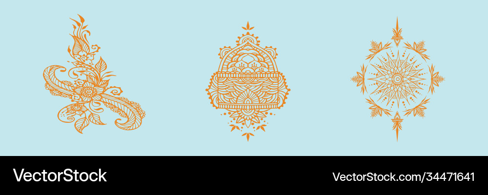 Set henna art cartoon icon design template Vector Image