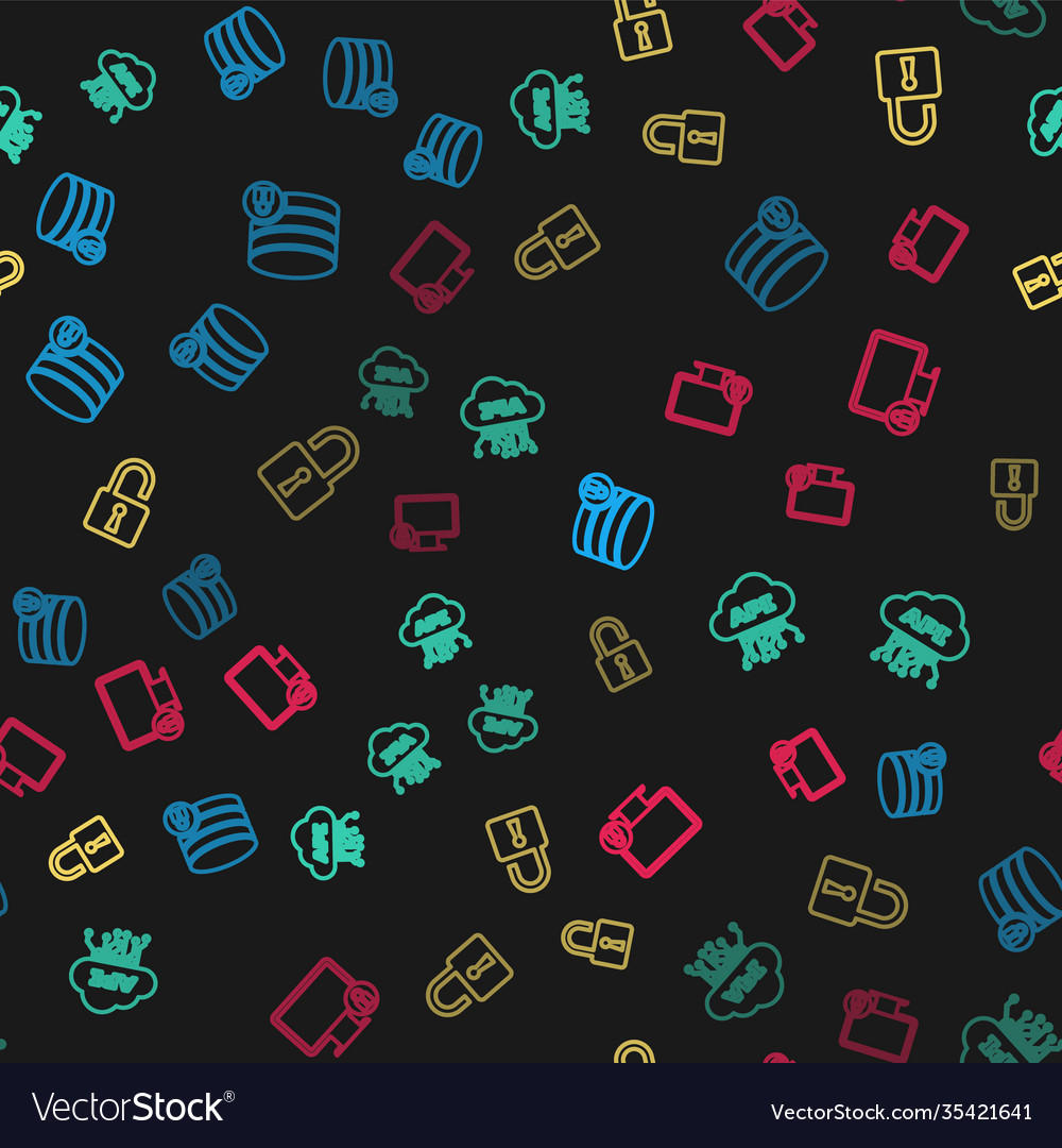 Set Line Server Security With Lock Cloud Api Vector Image