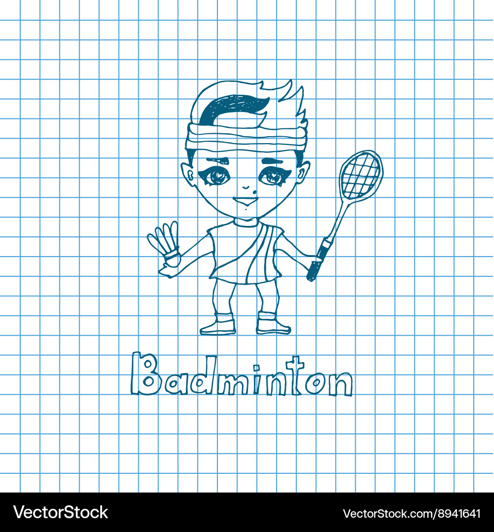 Sketch girl badminton player Royalty Free Vector Image