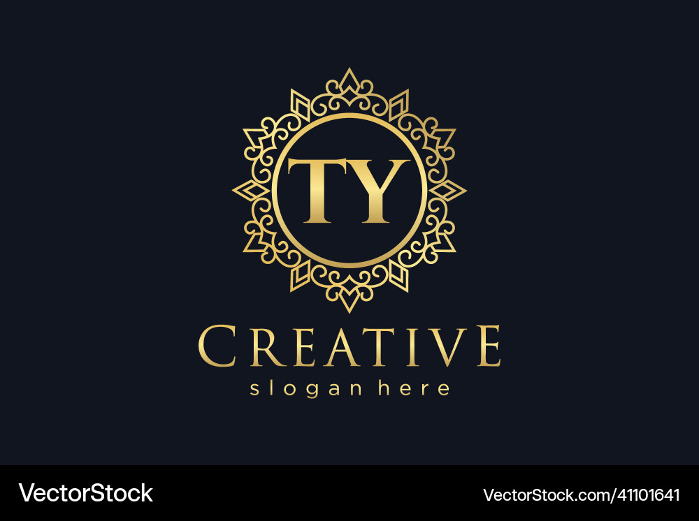 Ty initial letter luxury calligraphic feminine Vector Image