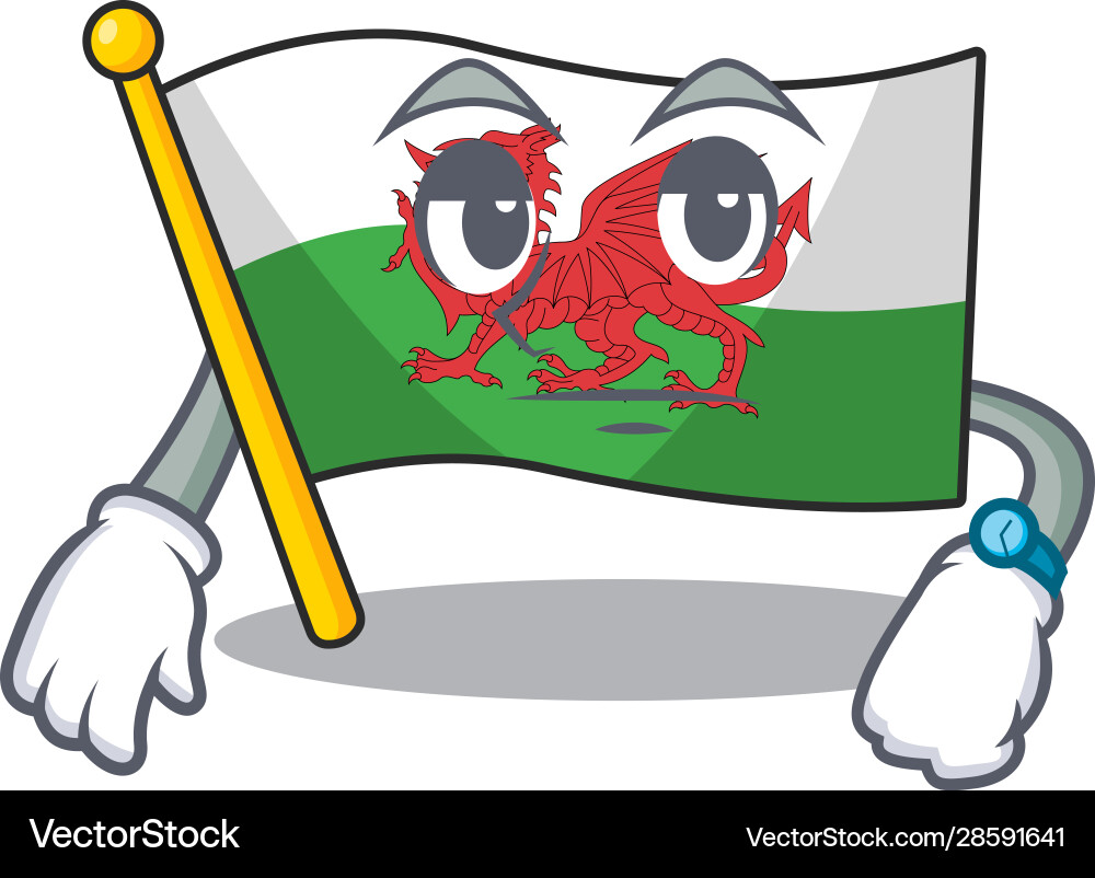 Waiting gesture flag wales scroll on cartoon Vector Image