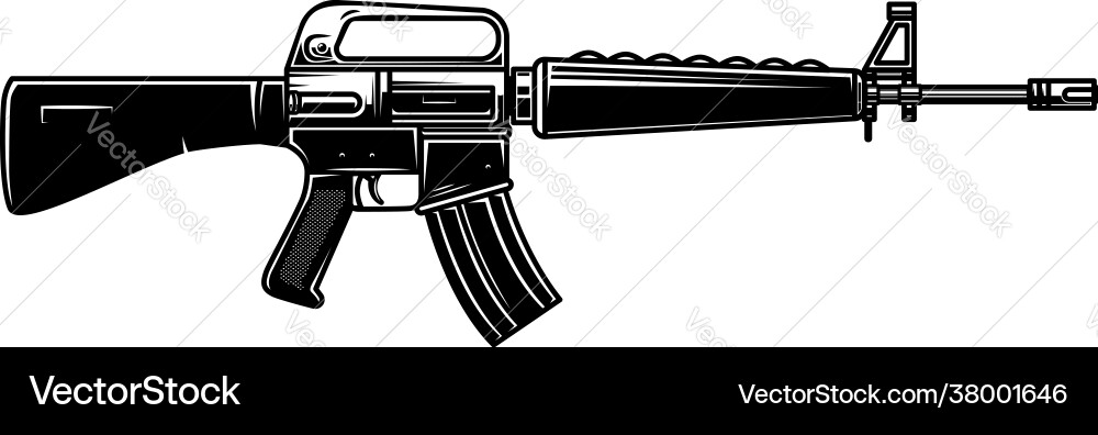 Assault rifle design element for logo label sign Vector Image