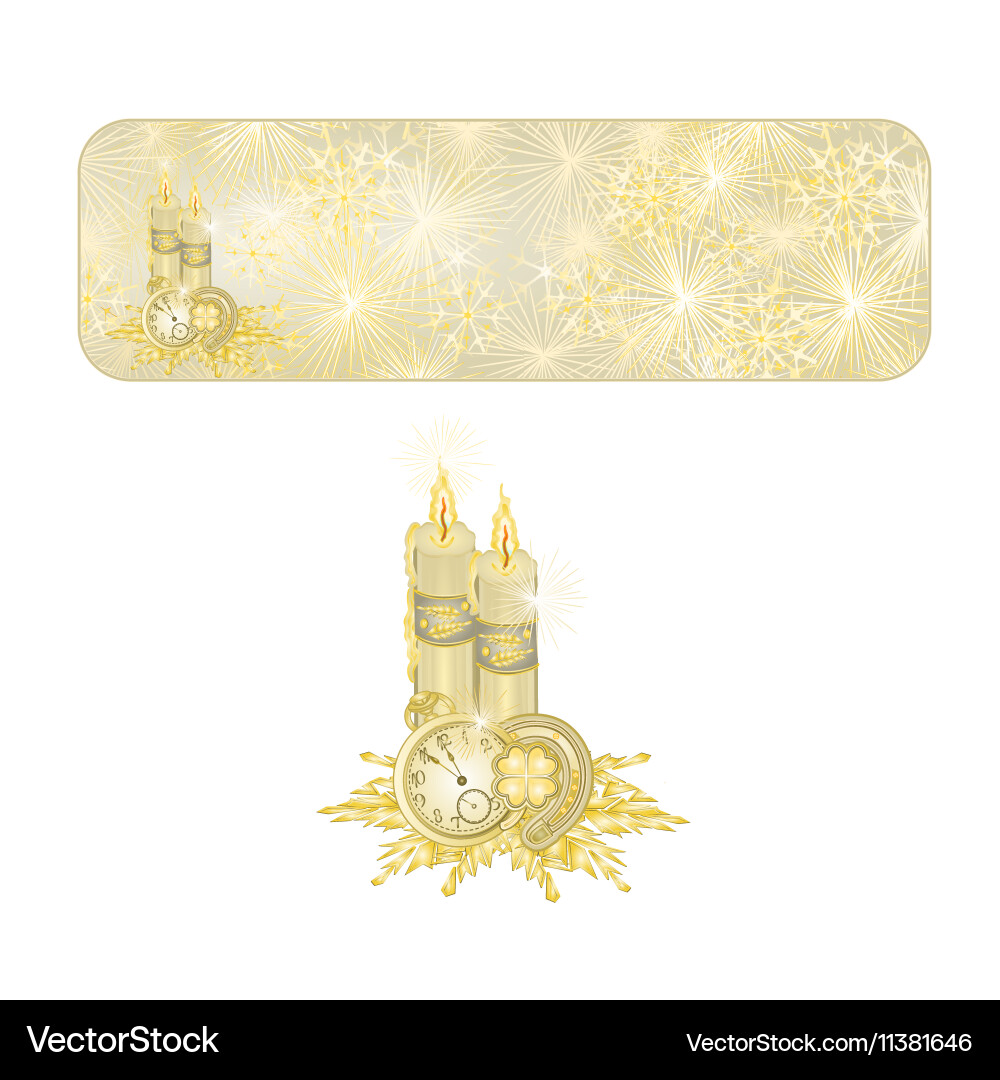 Banner New Year fireworks and candles Royalty Free Vector