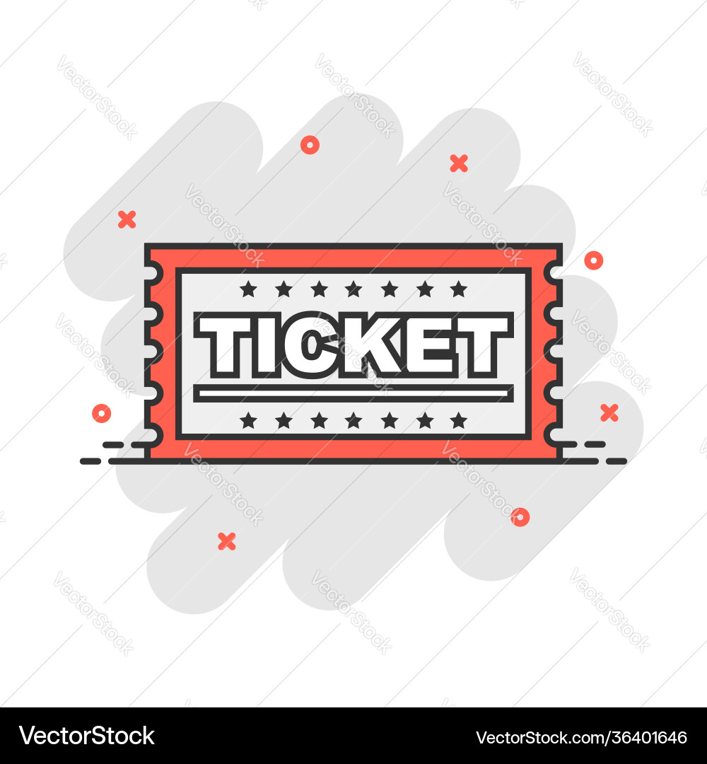 Cartoon ticket icon in comic style admit one Vector Image