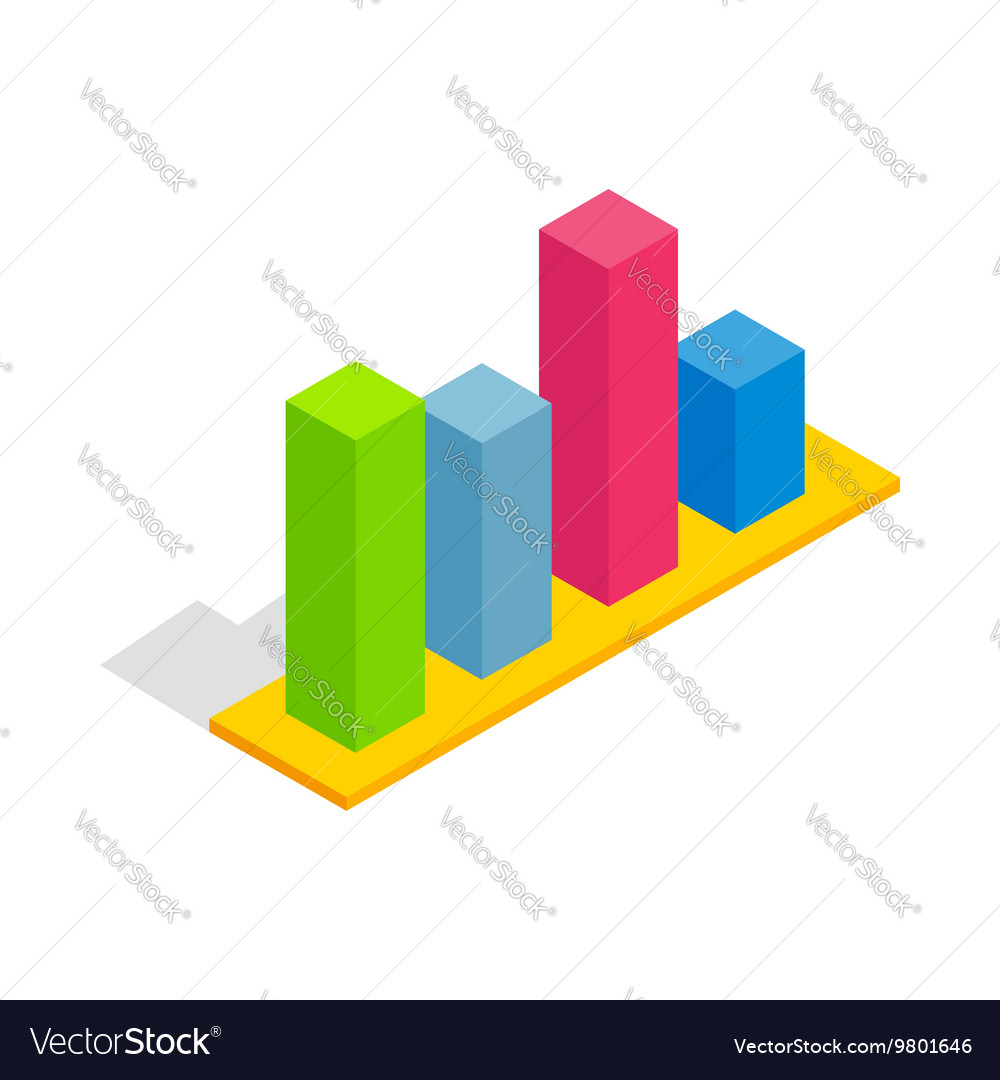 Chart in columns icon isometric 3d style Vector Image