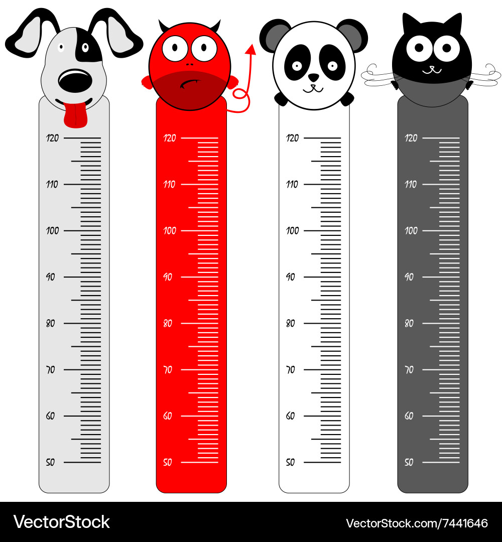 Children meter wall with funny animal Royalty Free Vector