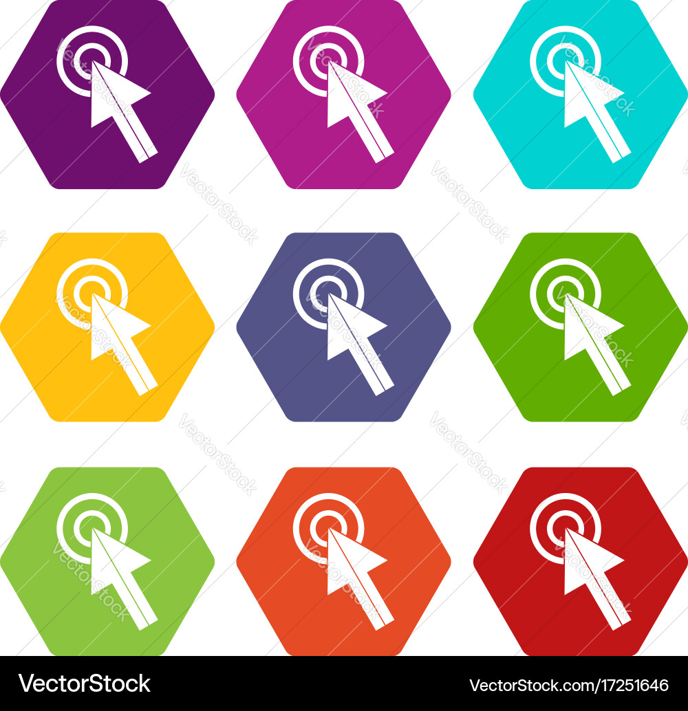 Click icon set color hexahedron Royalty Free Vector Image