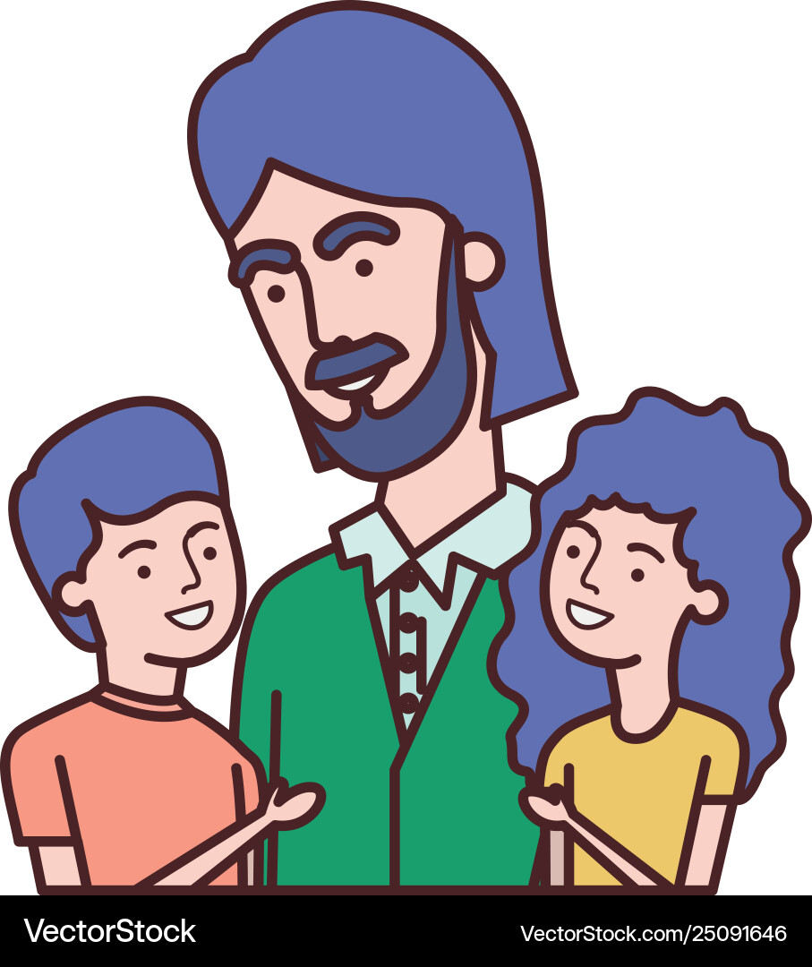 Father with children avatar character Royalty Free Vector