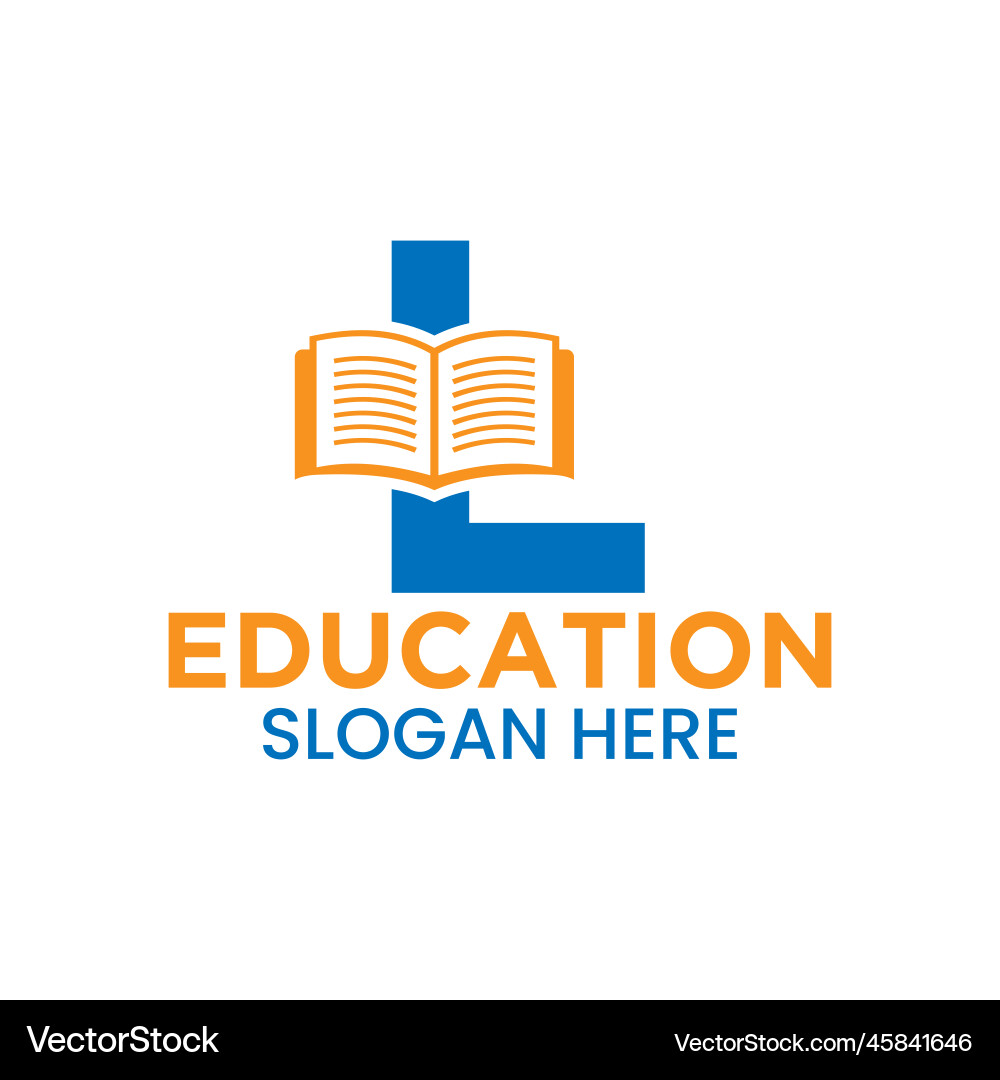 Letter l education logo concept with open book Vector Image
