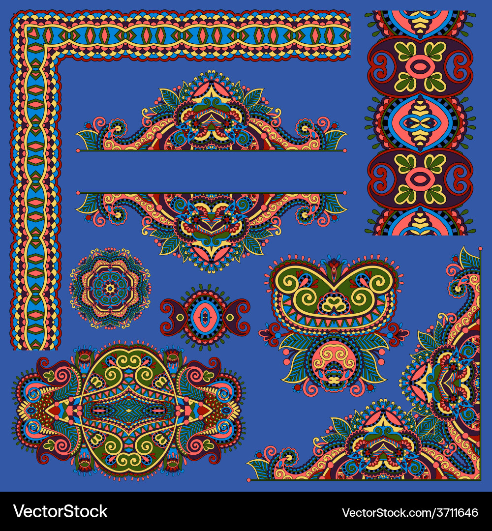Paisley floral design elements for page decoration