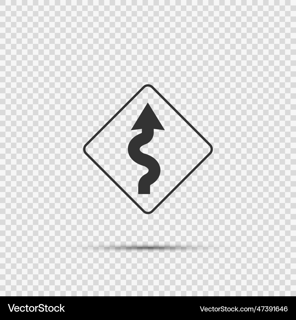 Right winding road sign on transparent background Vector Image
