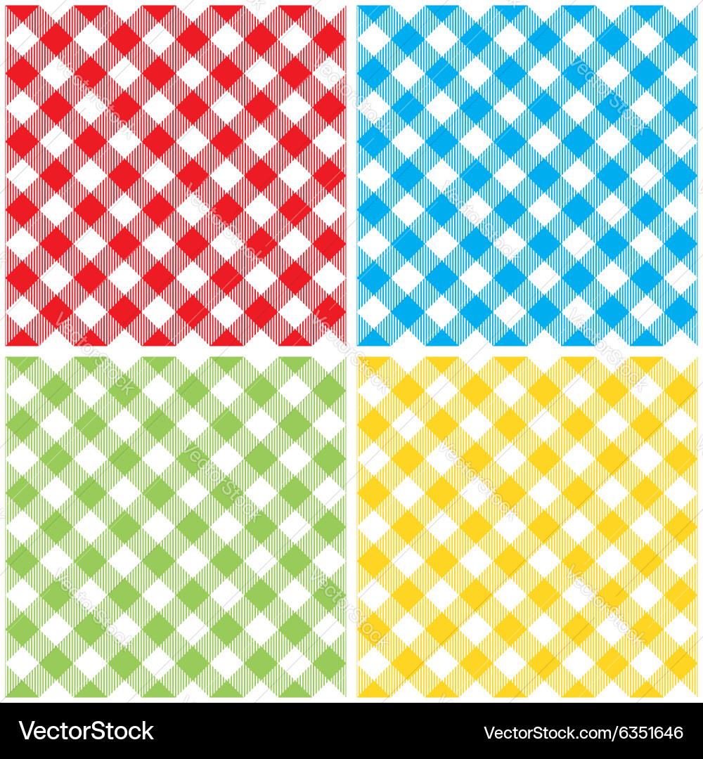 Set checkered colored tablecloth diagonal seamless