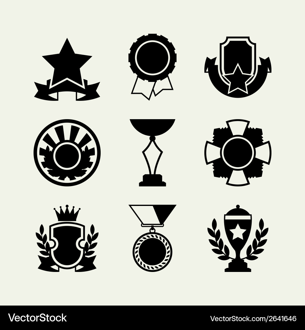 Trophy and awards icons set in flat design style Vector Image