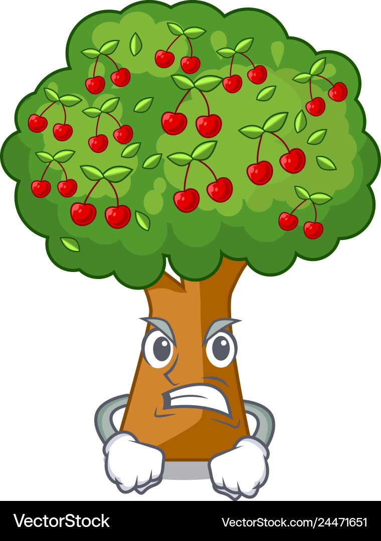 Angry cherry tree toys in character shape Vector Image