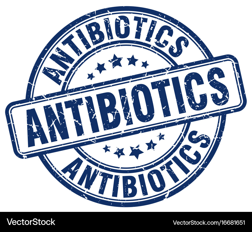 Antibiotics blue grunge stamp Royalty Free Vector Image